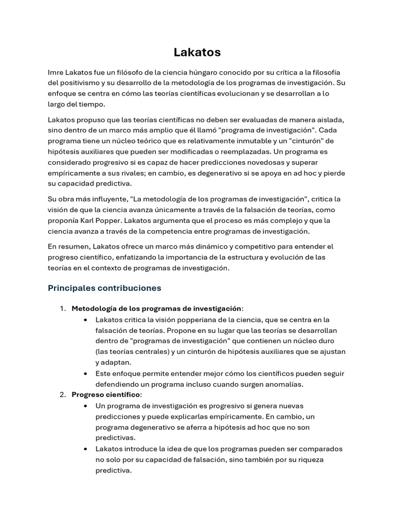 Metodología de Lakatos en Ciencia | PDF | Método científico | Cognición