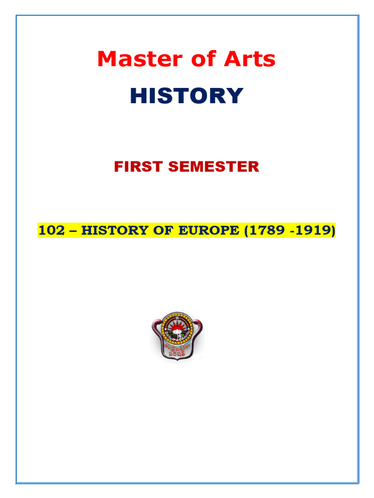 History of Europe (1789 - 1919) | PDF