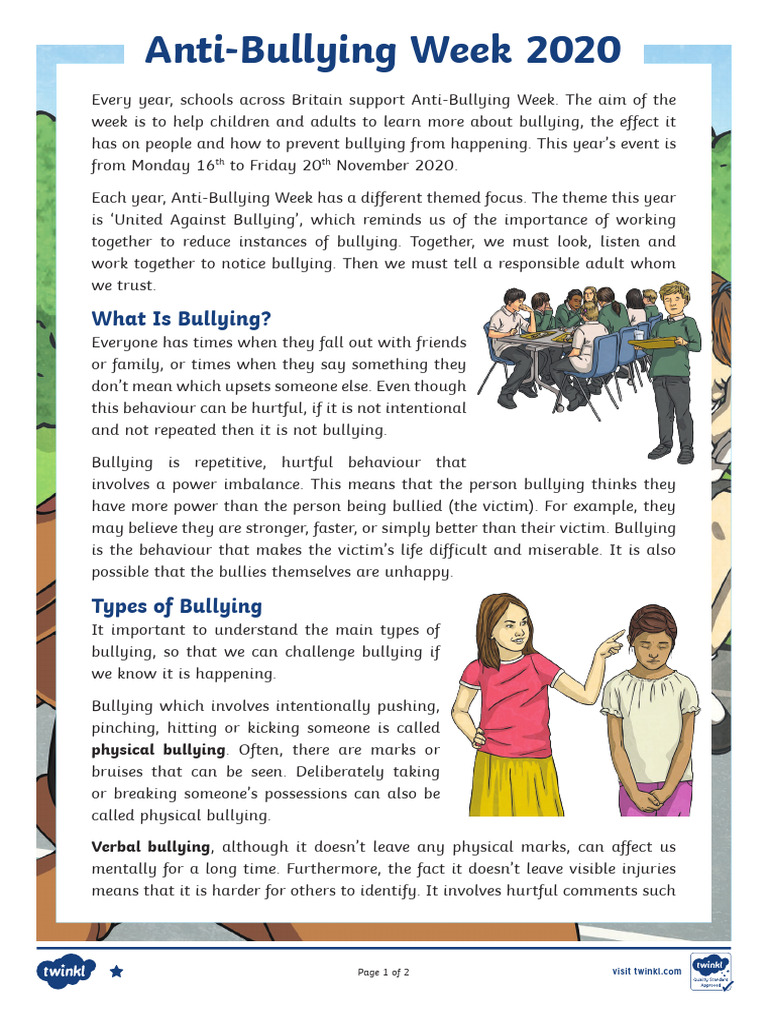 Bullying Worksheet 2 | PDF | Bullying | Social Psychology