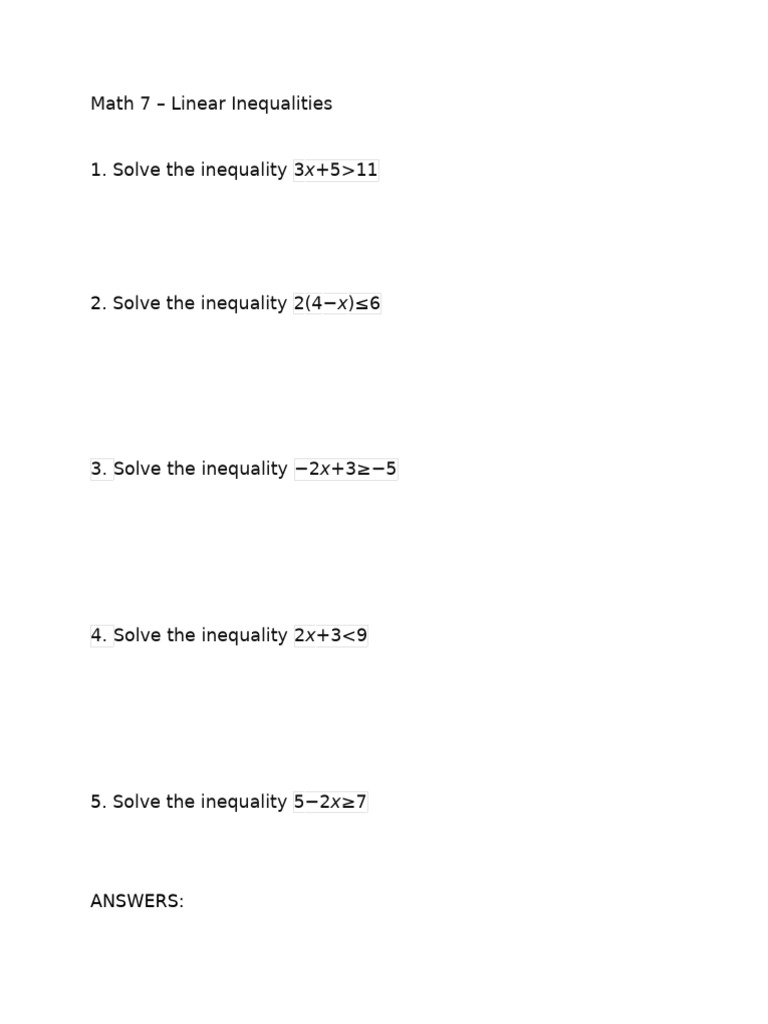Linear Inequalities | PDF