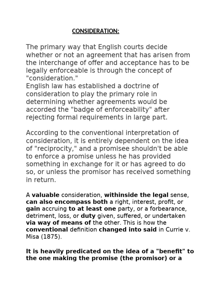 Consideration | PDF | Consideration | Business Law