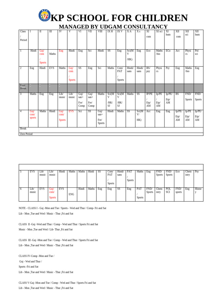 Revised Time Table | PDF
