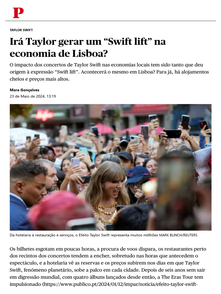 Irá Taylor Gerar Um "Swift Lift" Na Economia de Lisboa - Taylor Swift ...