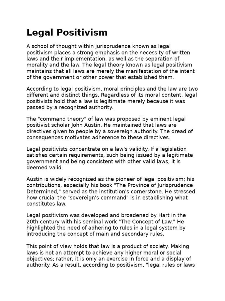Legal Positivism | PDF | Politics