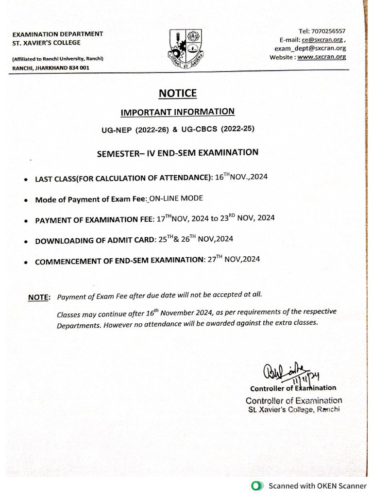 Examination Notice | PDF
