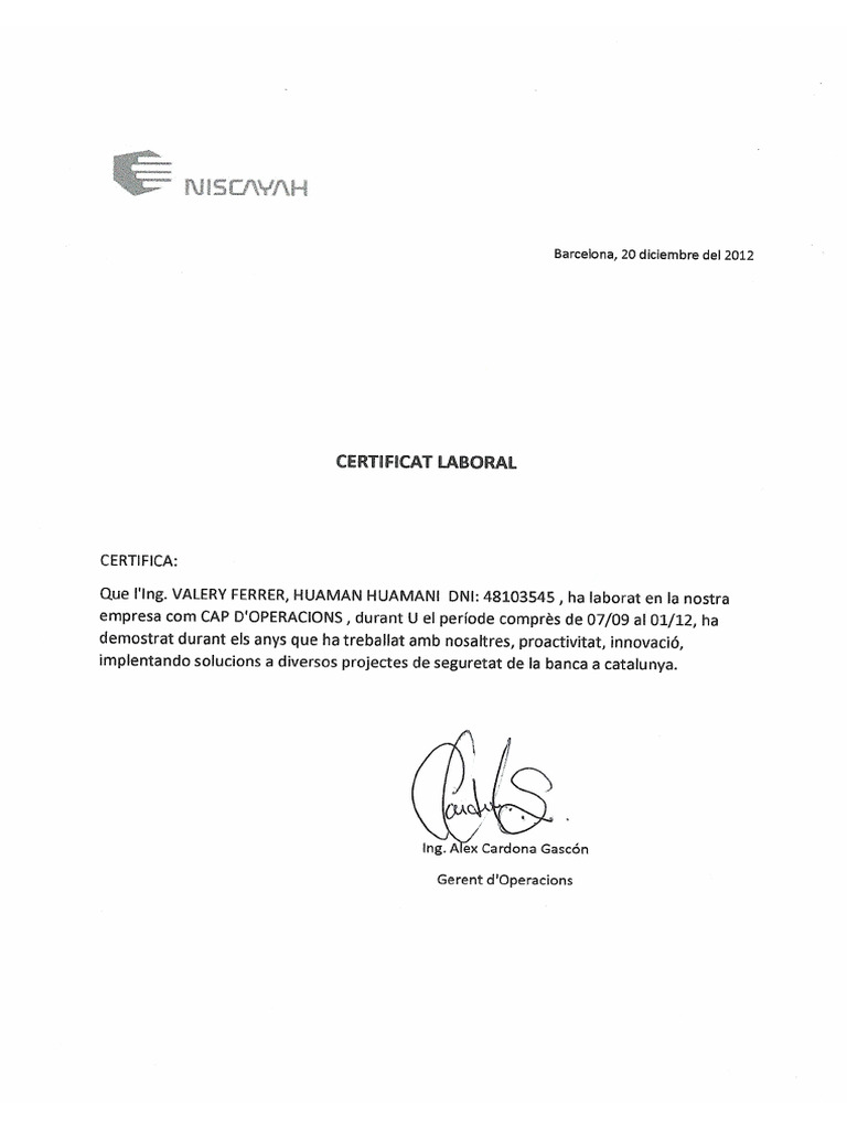 Certificat Niscayah | PDF