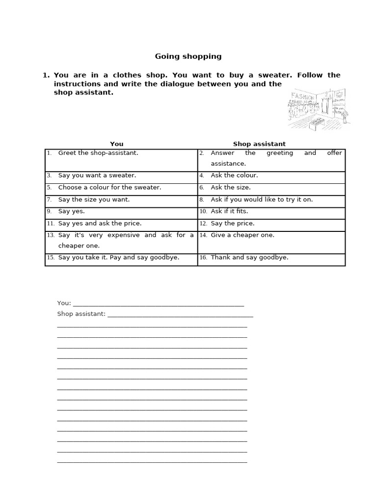 Shopping Dialogue for Buying a Sweater | PDF | Self-Improvement | Lifestyle