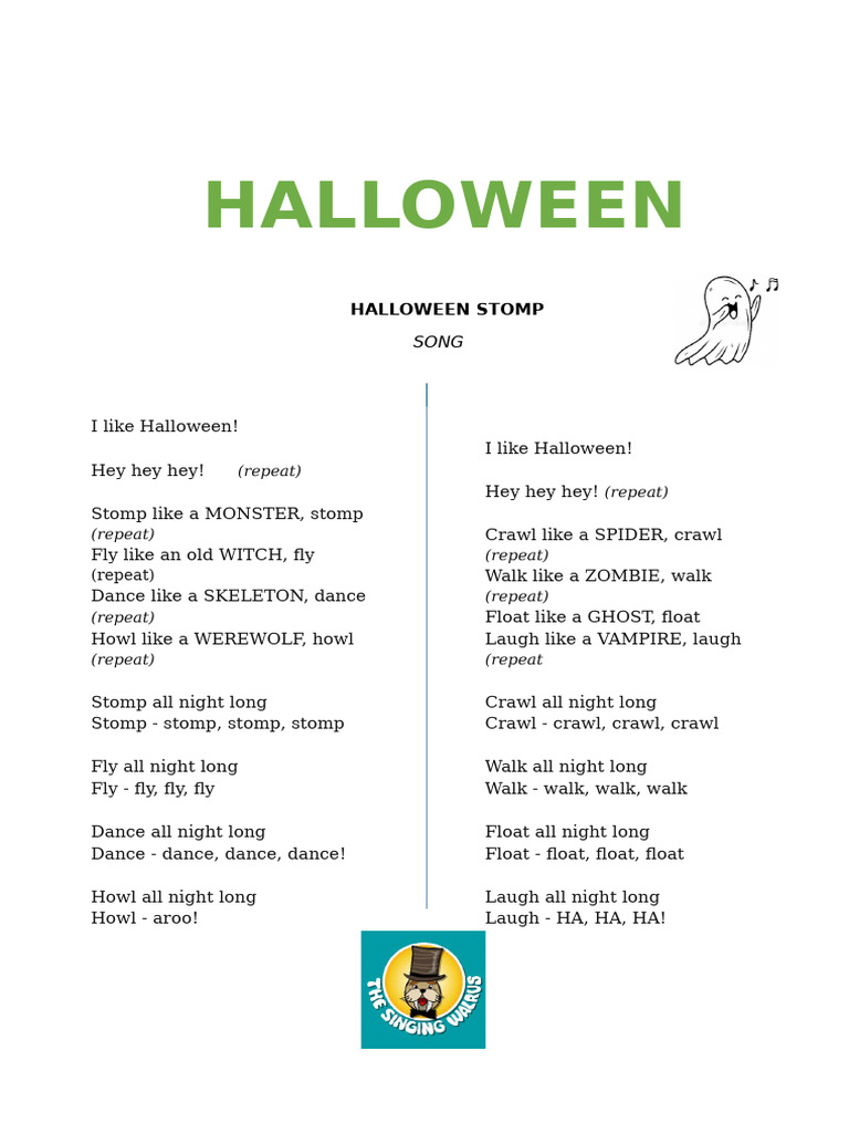 Halloween Song - Stomp | PDF | Language Arts & Discipline | Art