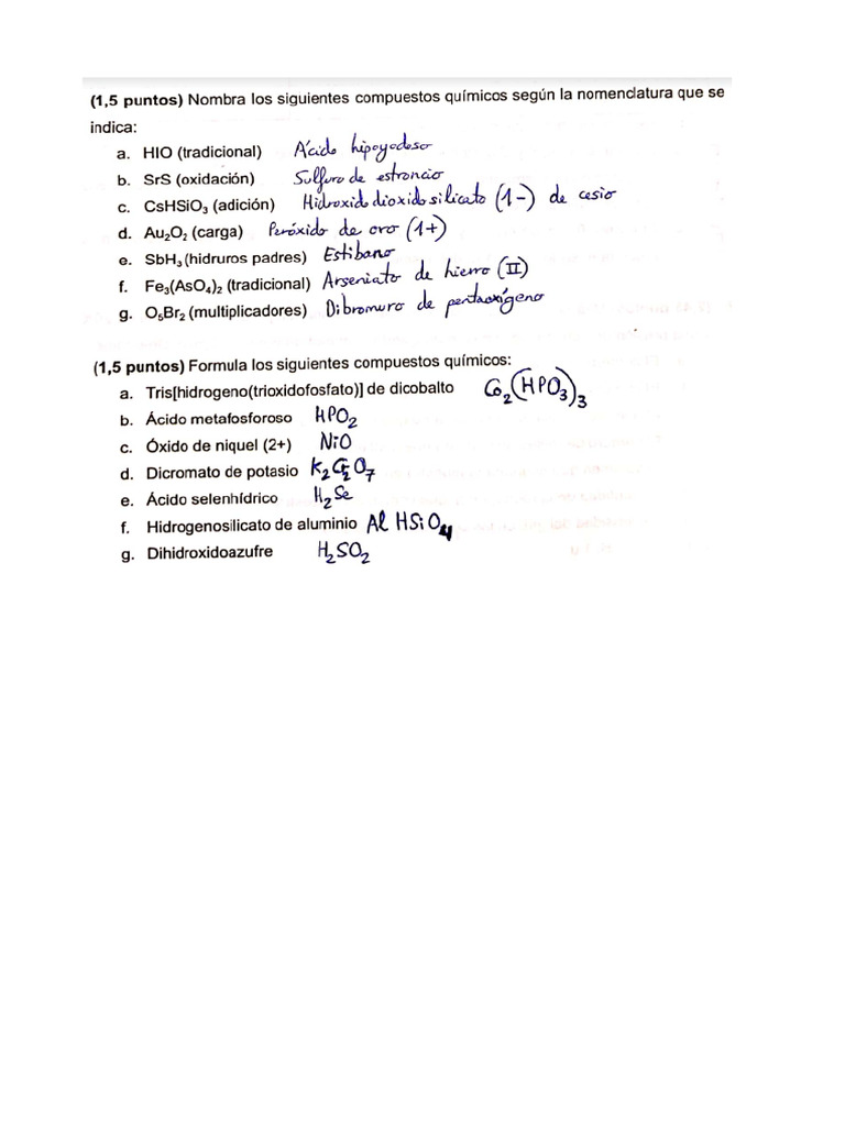 Soluciones Modelo Primer Parcial 1 Eval FyQ 1º Bach. 24-25 | PDF