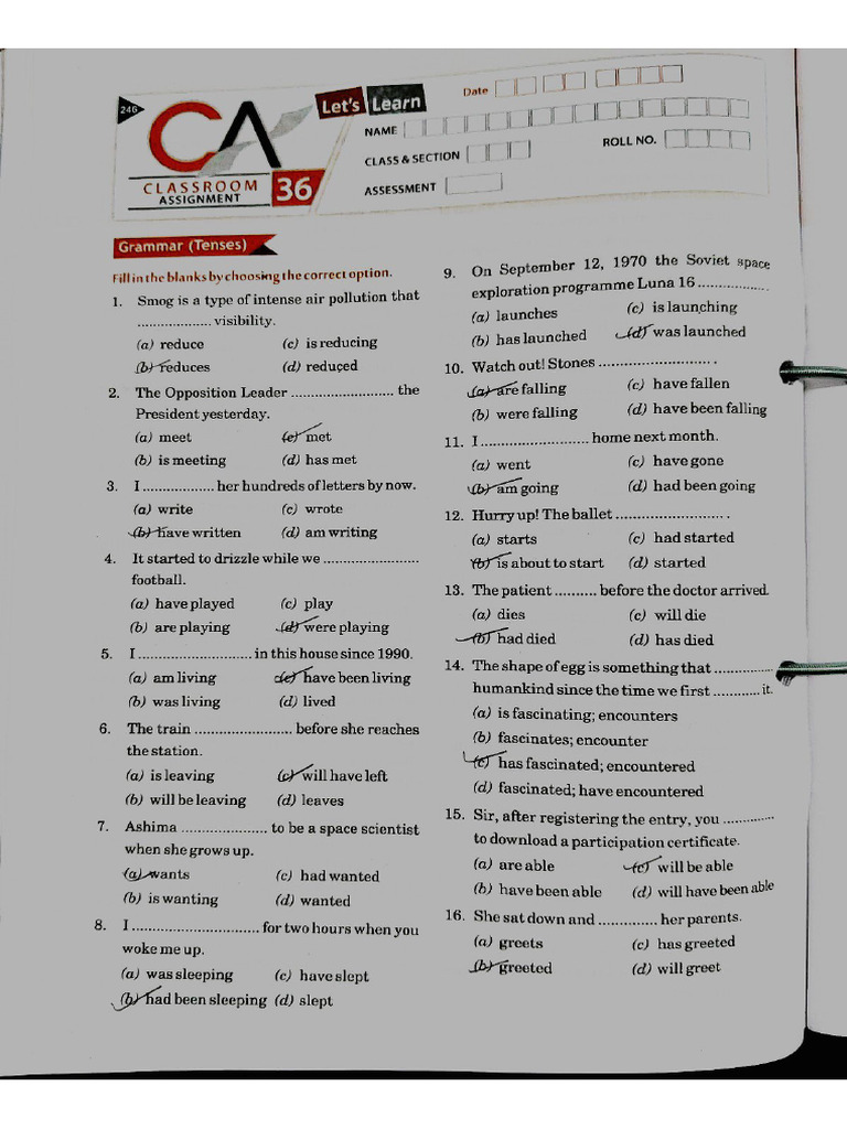 Tenses Class 11 | PDF