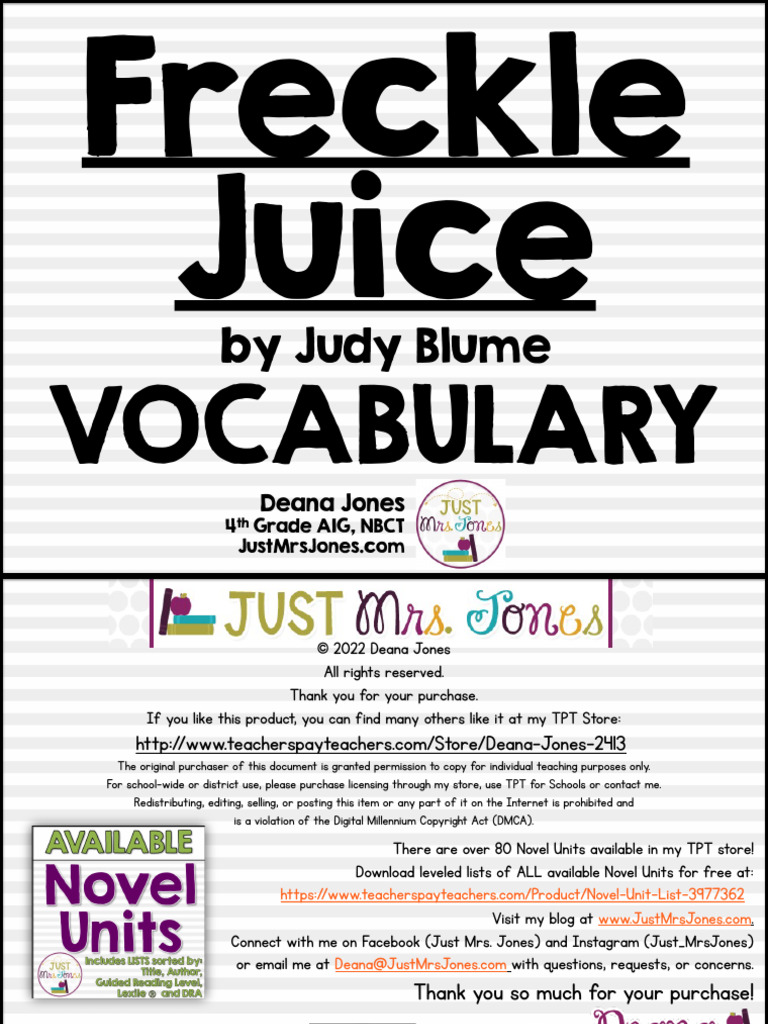 By Judy Blume: Vocabulary | PDF | Copyright Law | World Wide Web