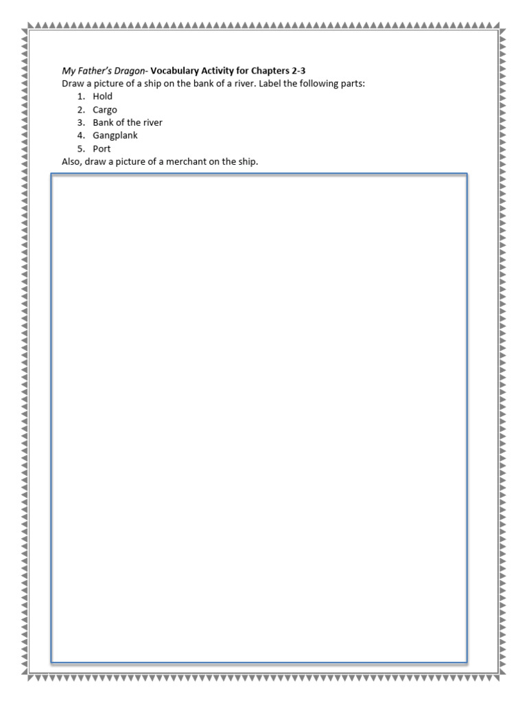 My Father's Dragon Vocabulary Activity For Chapters 2 & 3 | PDF
