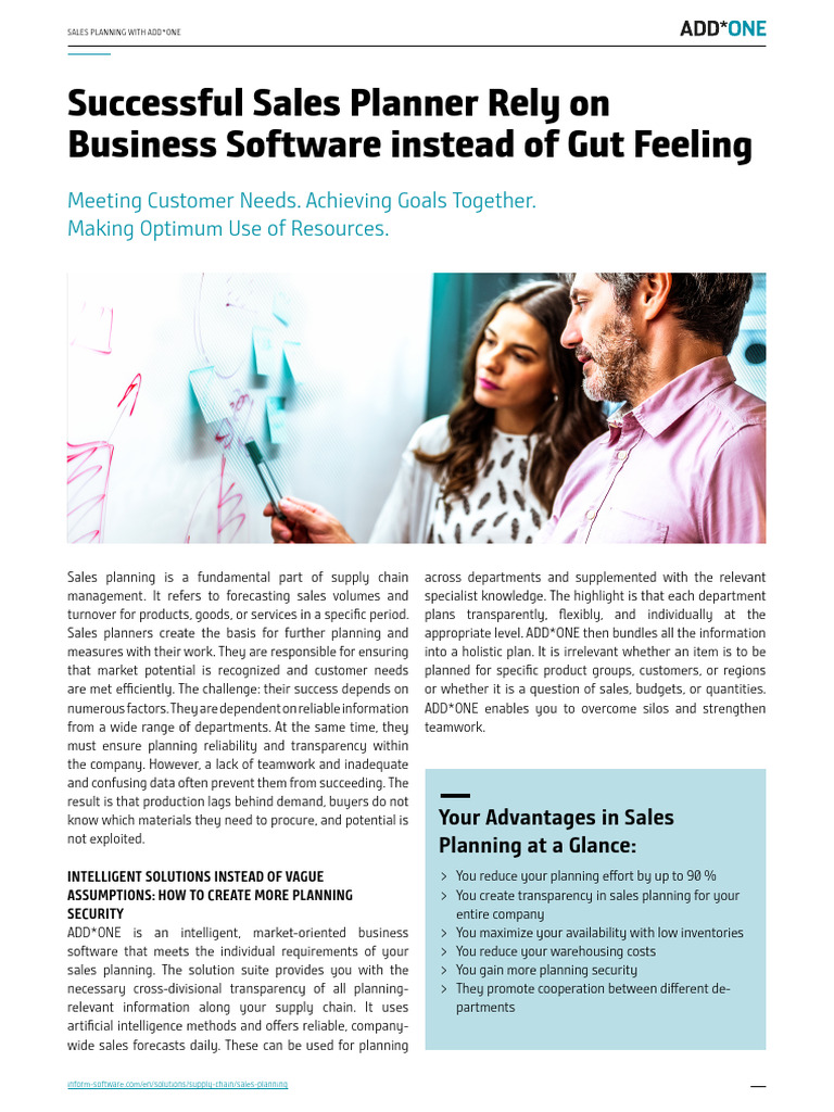 INFORM ADDONE Brochure Sales Planning | PDF | Forecasting | Enterprise ...