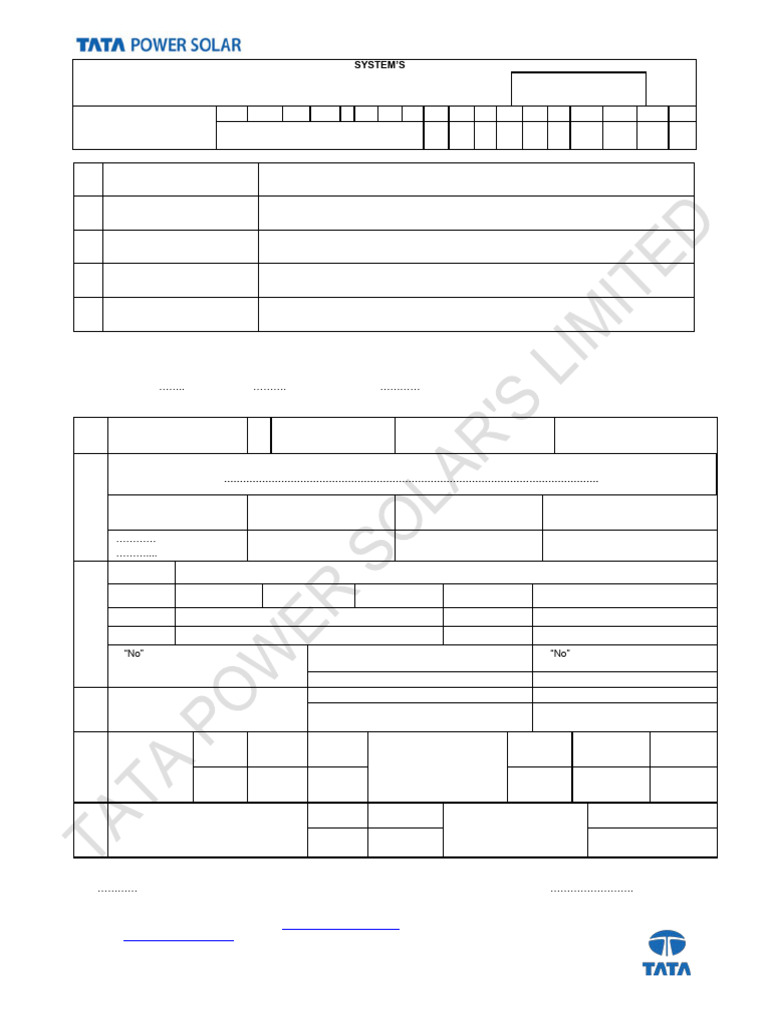 Tata Power Solar Application Form 2024-25 | PDF