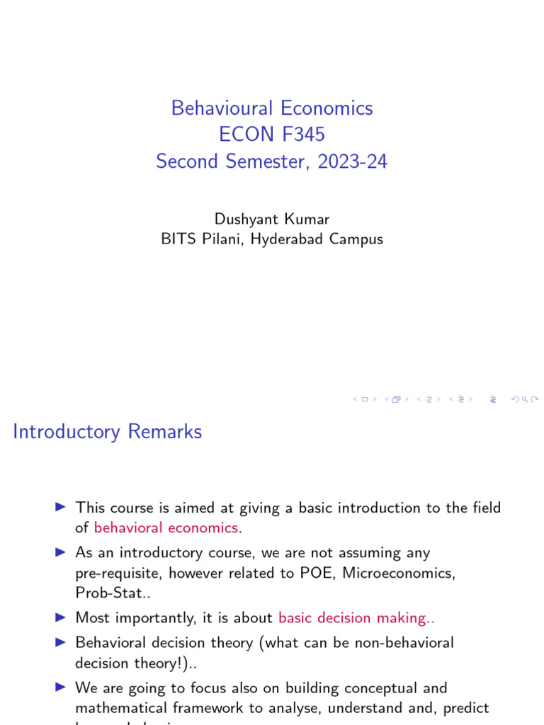 Introduction to Behavioral Economics Course | PDF | Behavioral ...