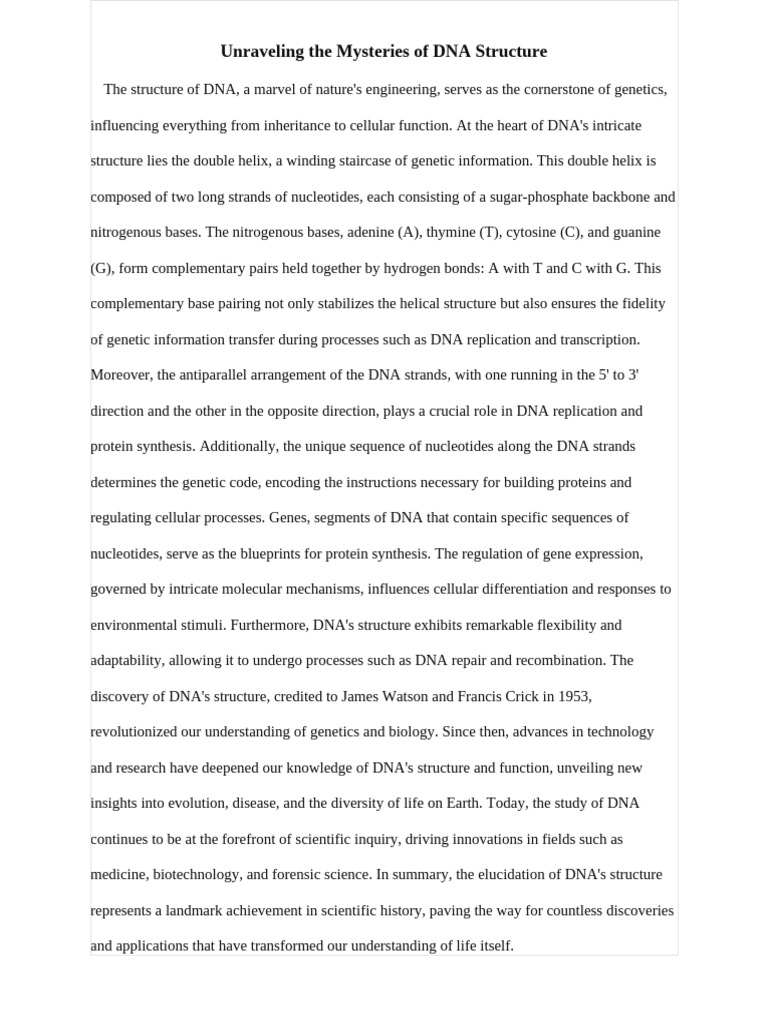 Unraveling The Mysteries of DNA Structure | PDF