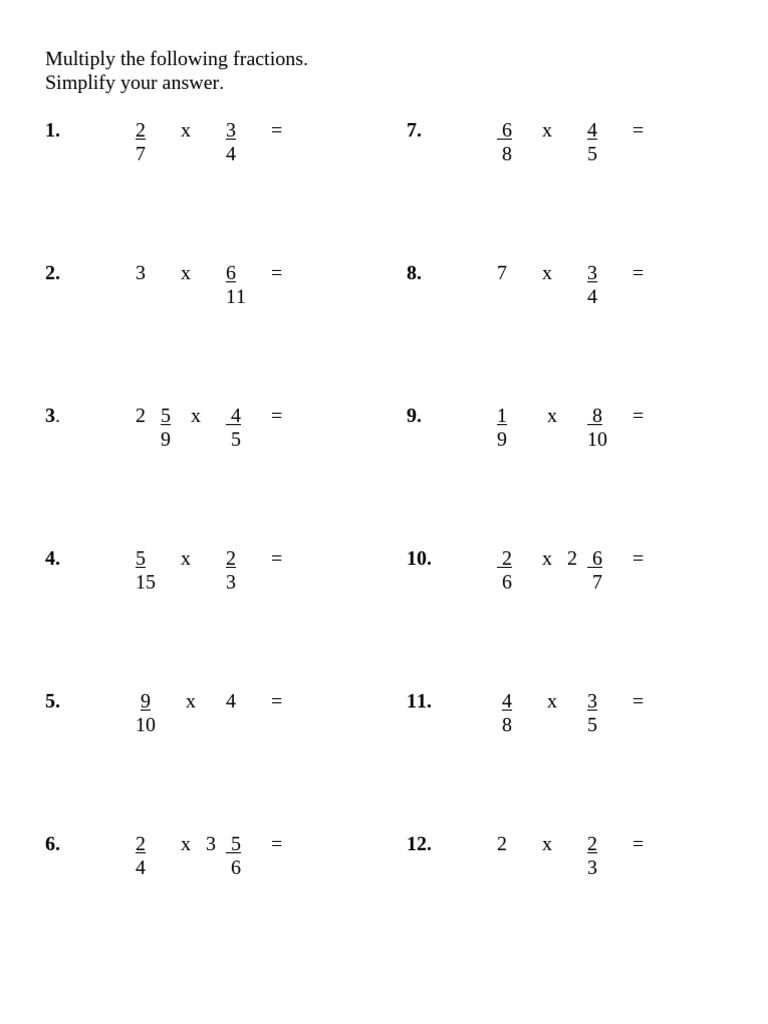 Math - Multiply Fractions | PDF | Teaching Methods & Materials