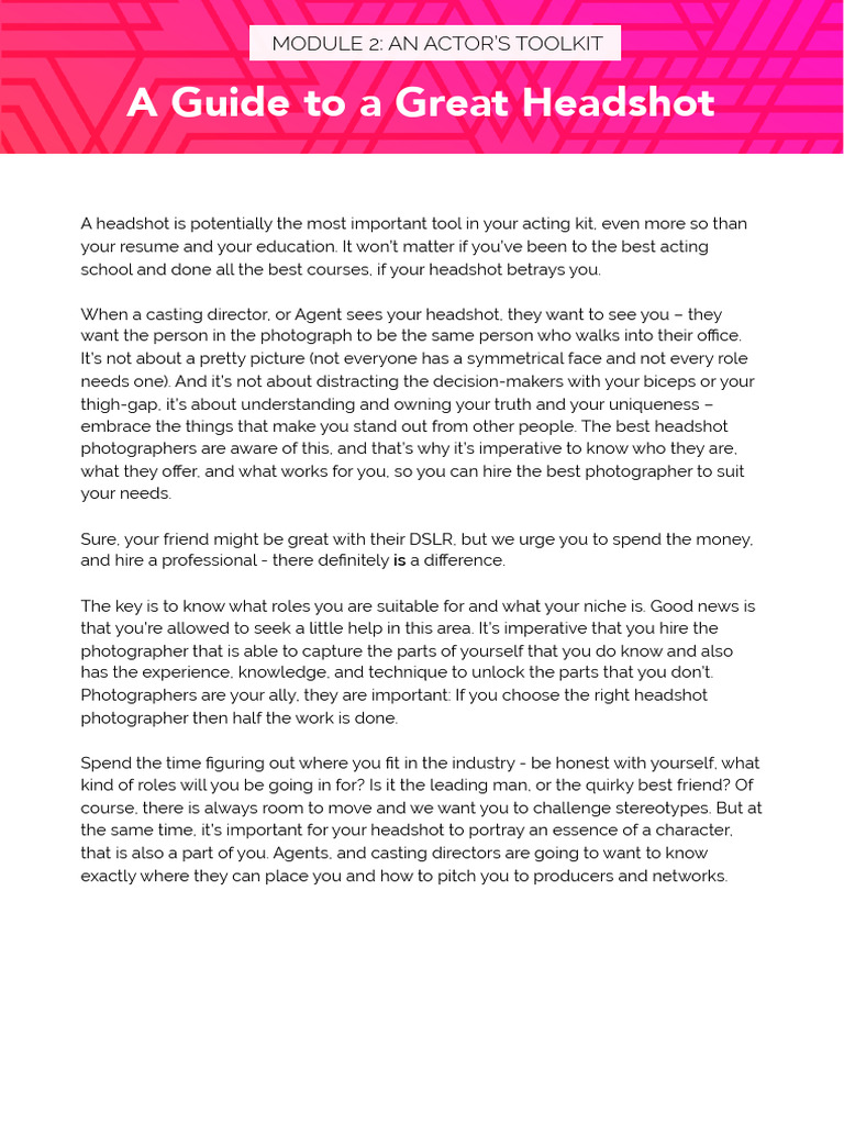 A Guide To A Great Headshot | PDF