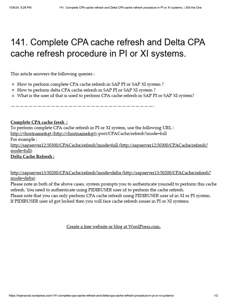 Complete CPA Cache Refresh and Delta CPA Cache Refresh Procedure in PI ... Complete CPA Cache Refresh and Delta CPA Cache Refresh Procedure in PI ...