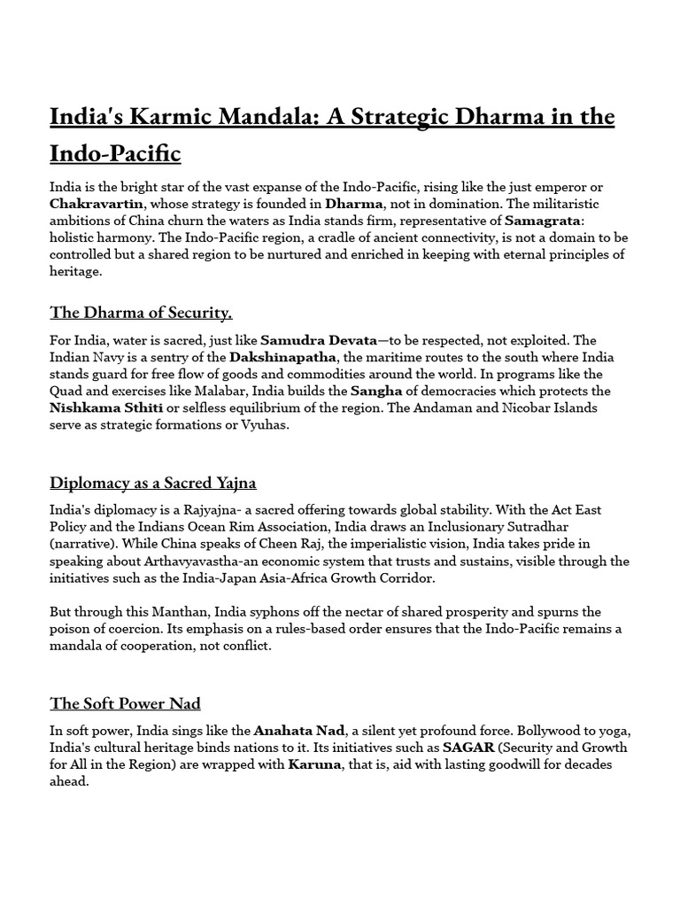 India's Karmic Mandala: A Strategic Dharma in The Indo-Paci C | PDF ...