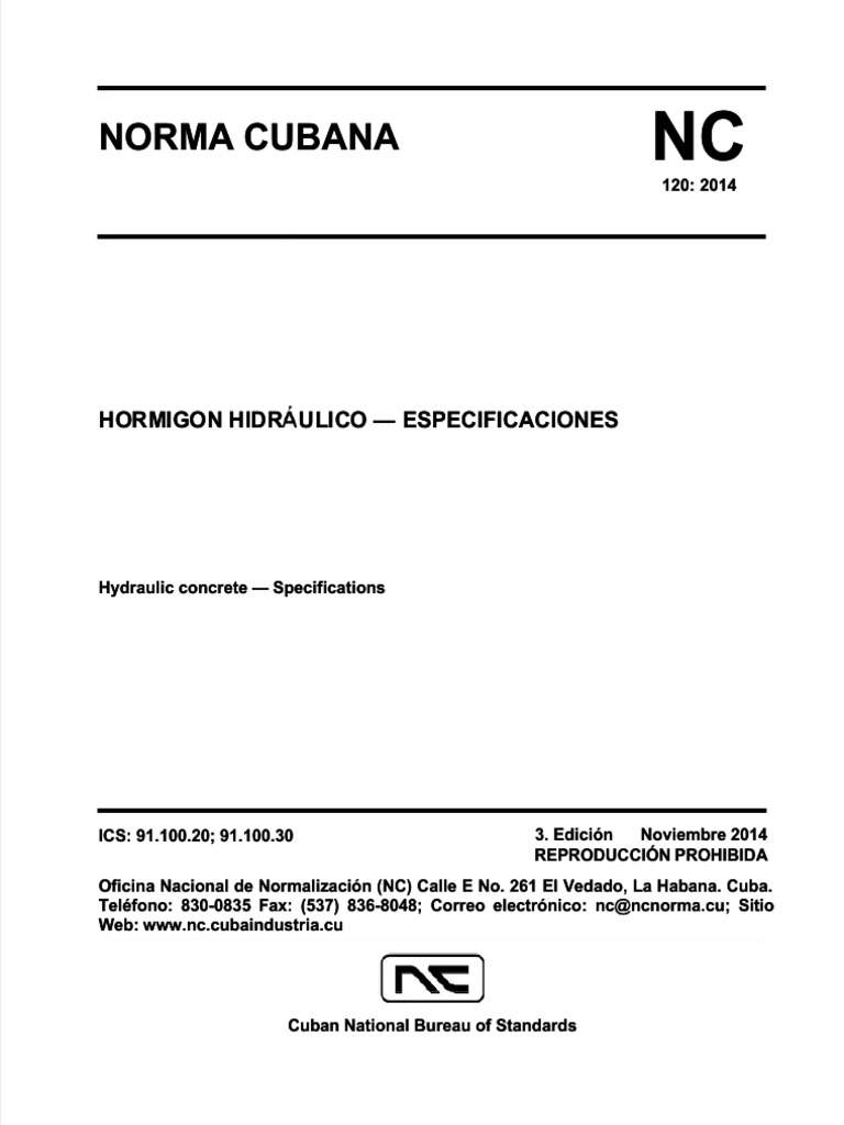 NC 120 | PDF | Hormigón | Cemento
