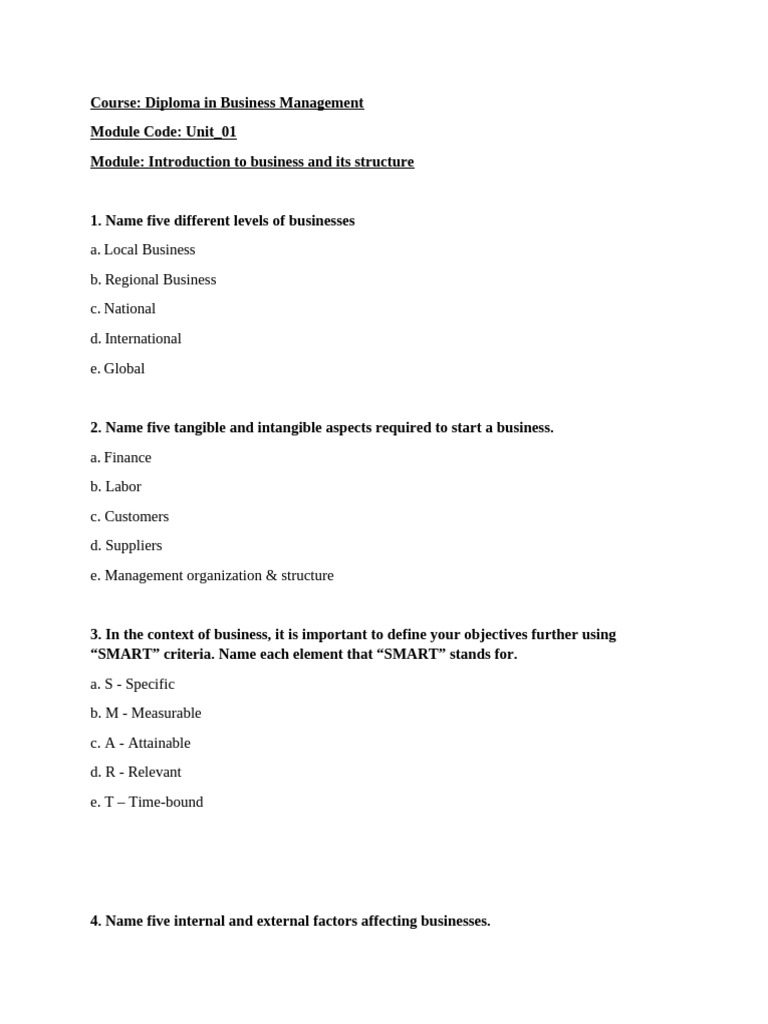 Introduction To Business and Its Structure Tutorial - U1 - 1 | PDF | Partnership | Franchising
