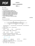 Grade8 Admission Test Questions | PDF | Atmosphere