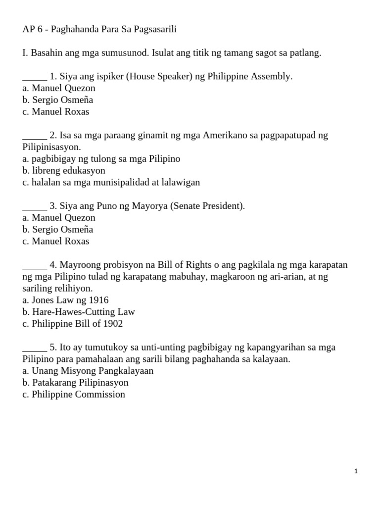 AP 6 - Paghahanda para Sa Pagsasarili | PDF