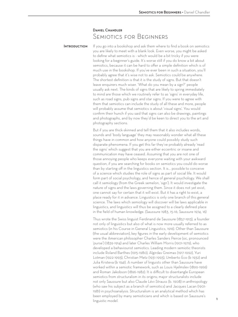 Semiotics For Beginners | PDF | Semiotics | Liberal Arts Education