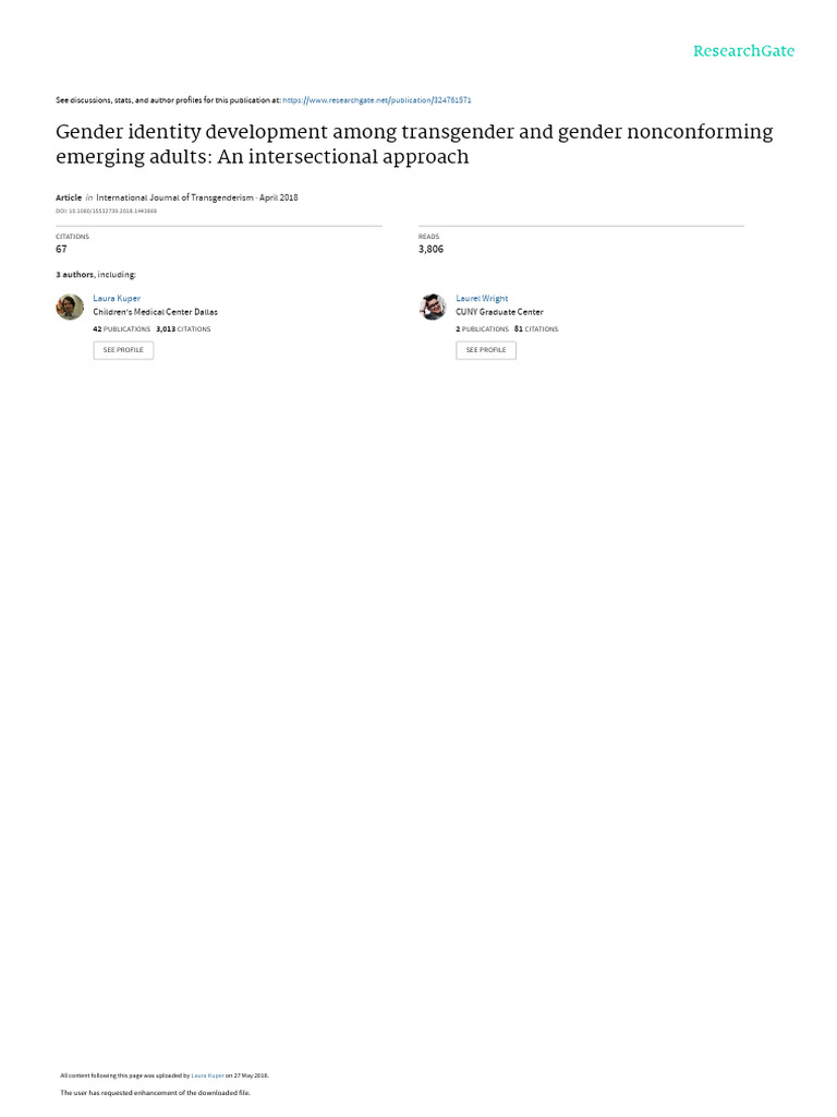 Gender Identity Development Among Transgender and Gender Nonconforming ...