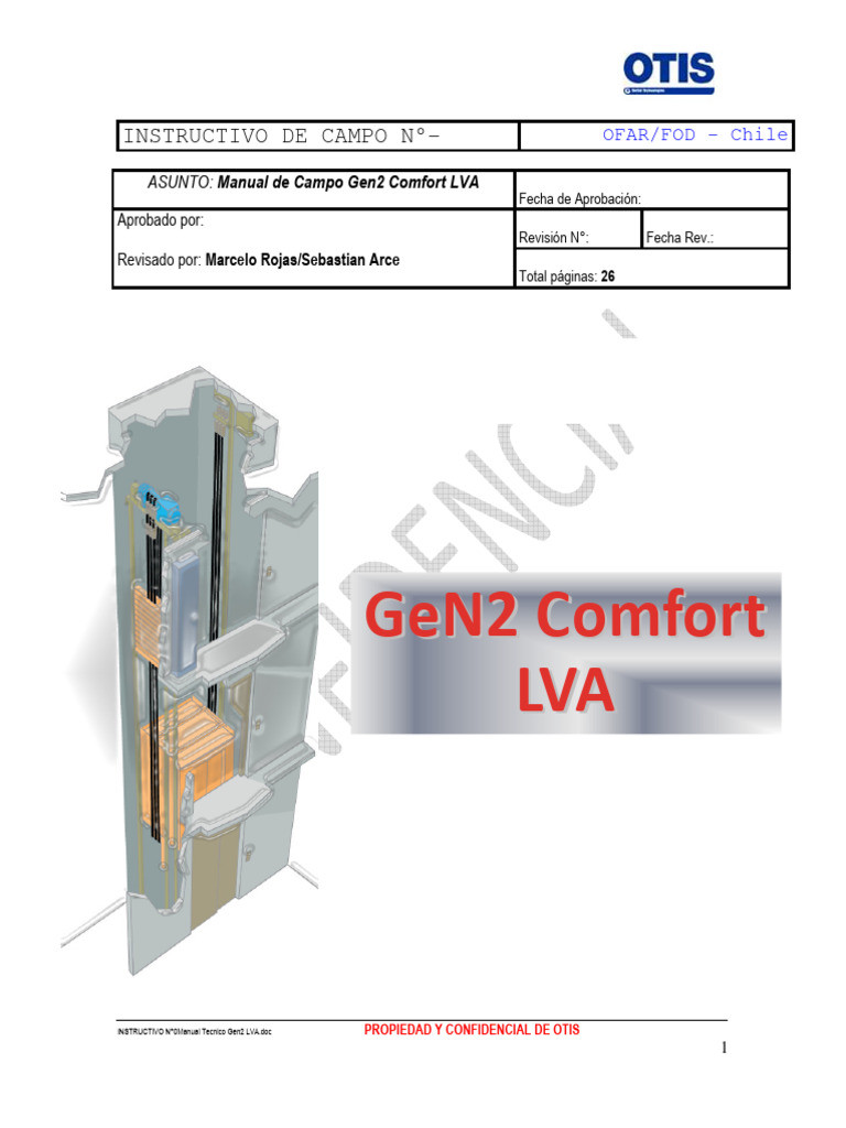 Manual Técnico Gen2 Comfort LVA | PDF | Ascensor | Ingenieria Eléctrica
