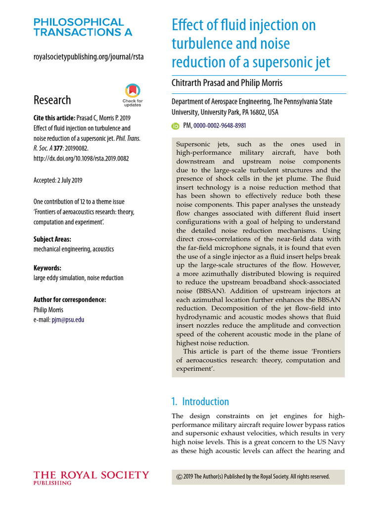 Effect of Fluid Injection On Turbulence and Noise Reduction of A ...