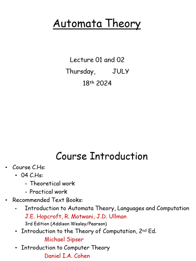 Lec. 01 and 02 - Introduction | PDF | Theory Of Computation | Automata ... Lec. 01 and 02 - Introduction | PDF | Theory Of Computation | Automata ...