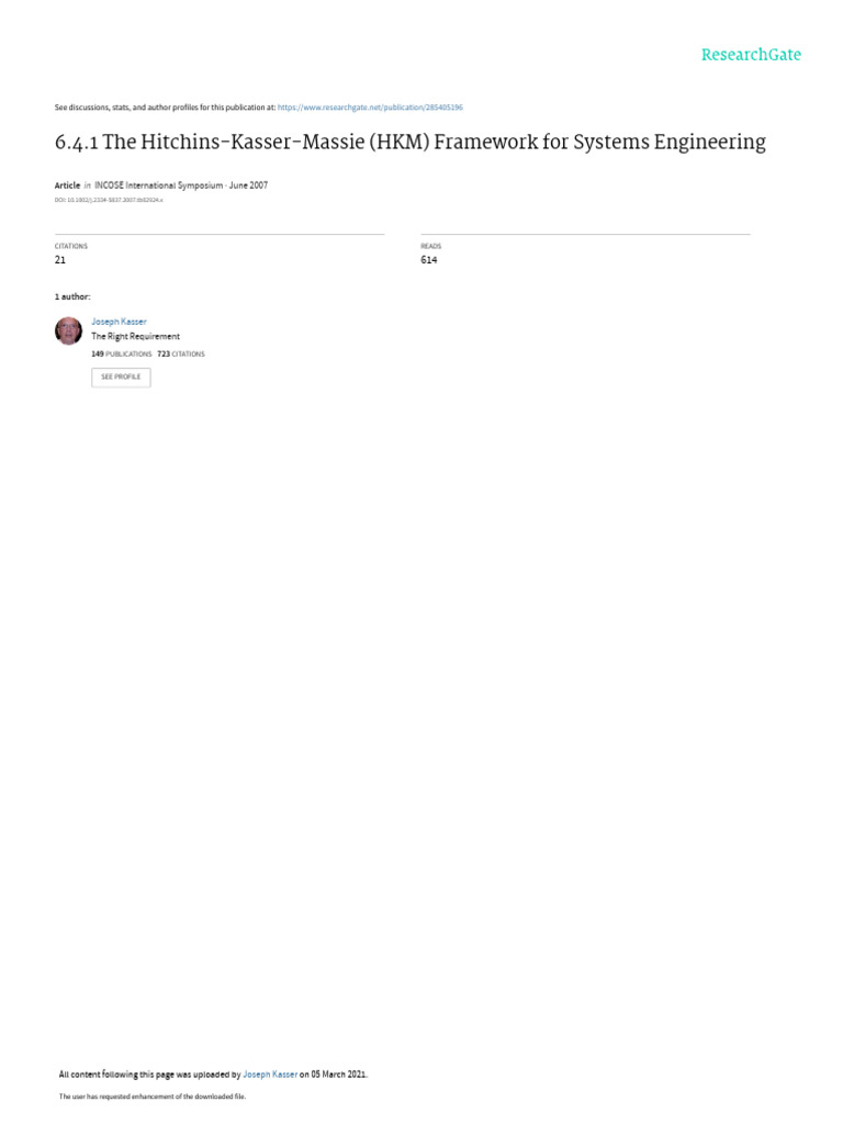 The H KM Framework 1 Submitted | PDF | Systems Engineering | System