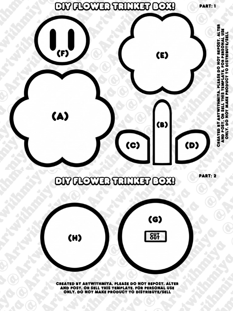 DIY Flower Trinket Box Template (Option #1) | PDF