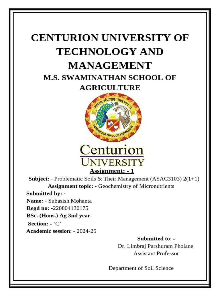 Subasish Mohanta | PDF | Soil | Manganese