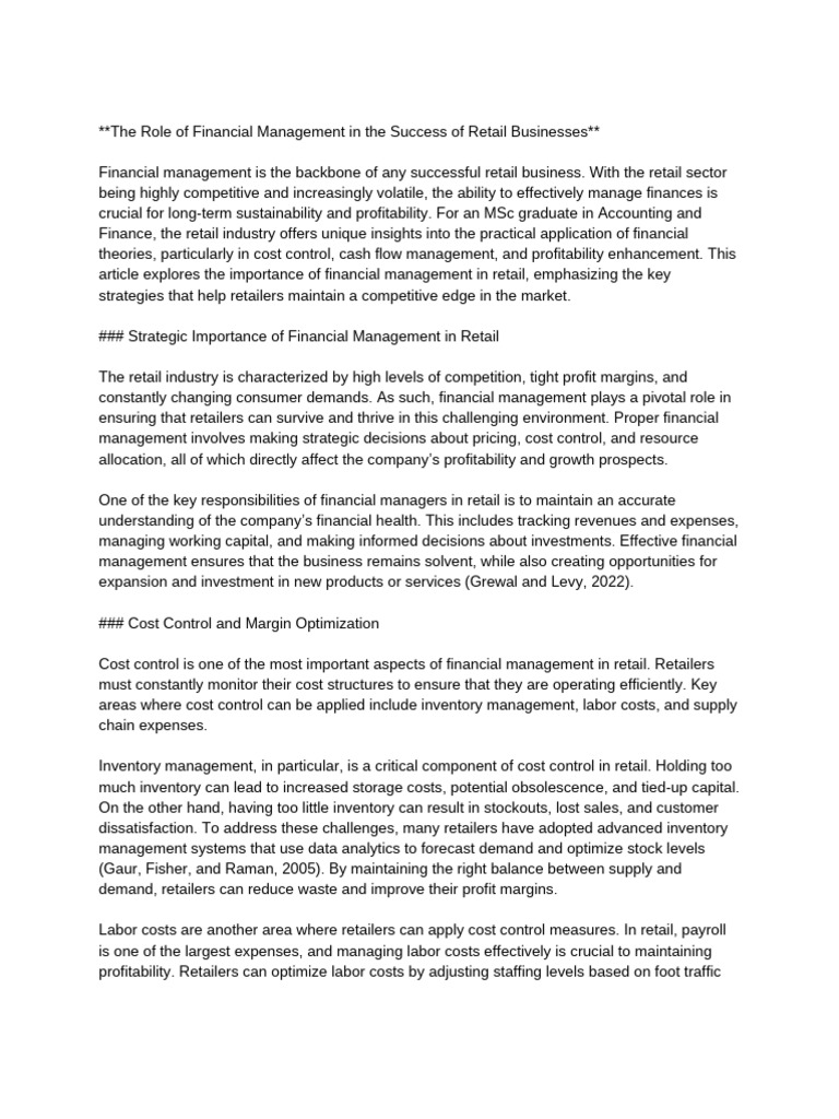 Journal Article 1 - The Role of Financial Management in The Success of ...