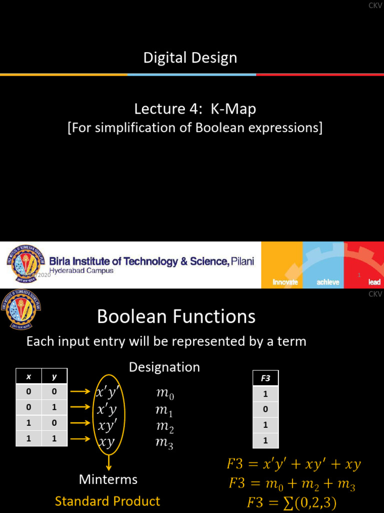 Lecture - 5 - Two - Three Variable K-Map | PDF | Boolean Algebra | Teaching Mathematics