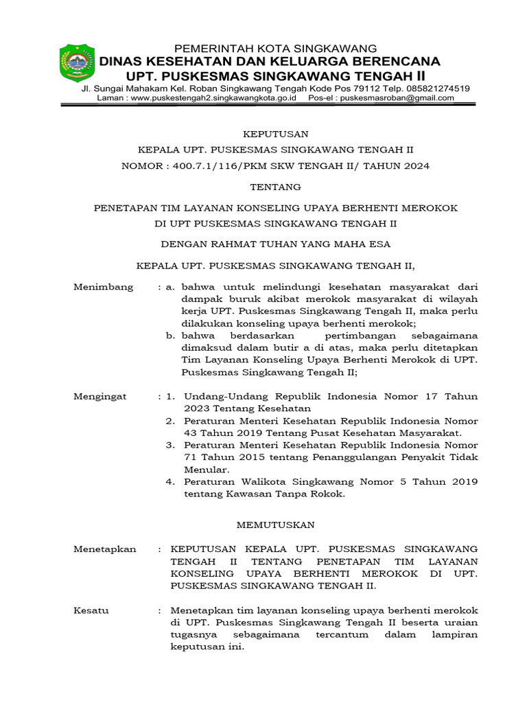 SK Tentang Penetapan Tim Layanan UBM | PDF