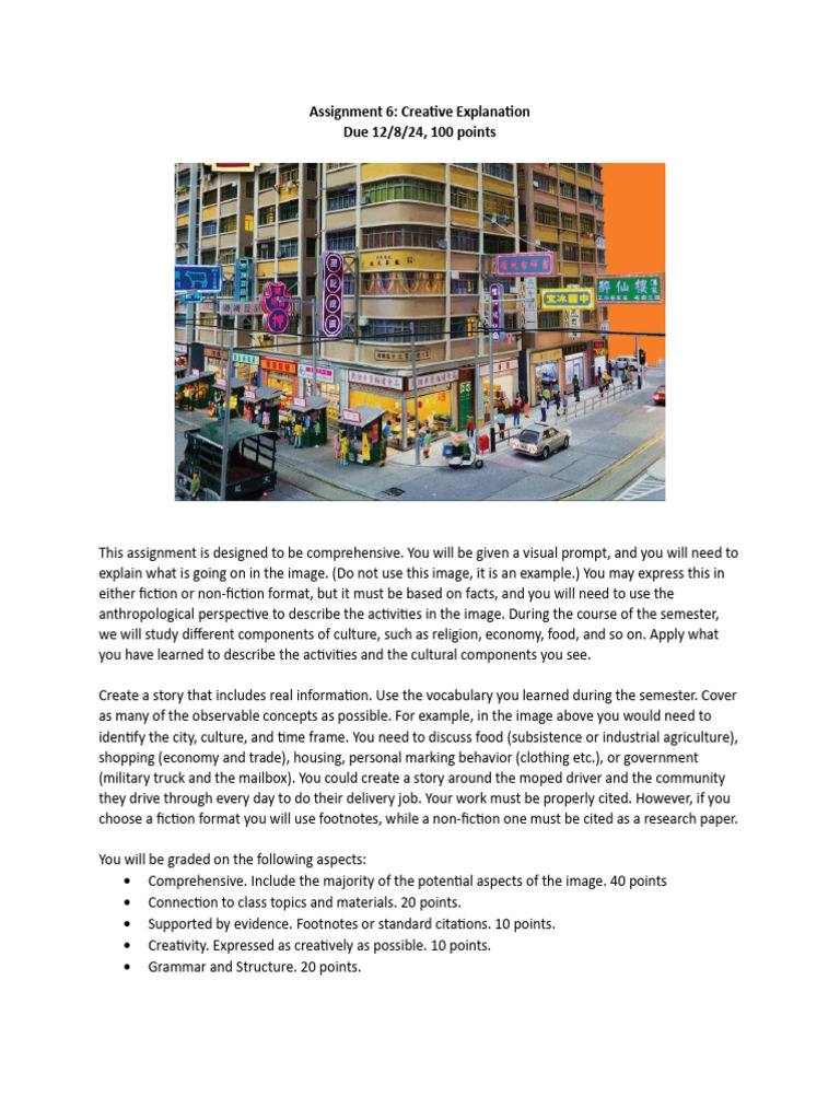 Creative Cultural Explanation Assignment | PDF | Career & Growth ...