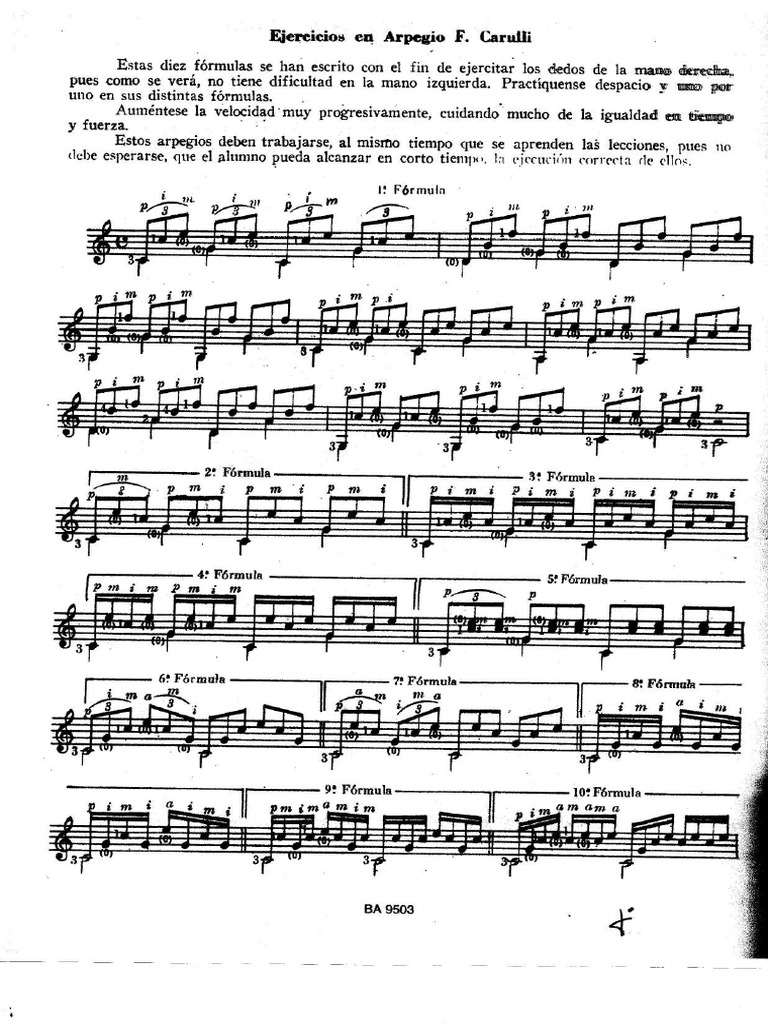 10 Formulas de Arpegio. Fernando Carulli. | PDF