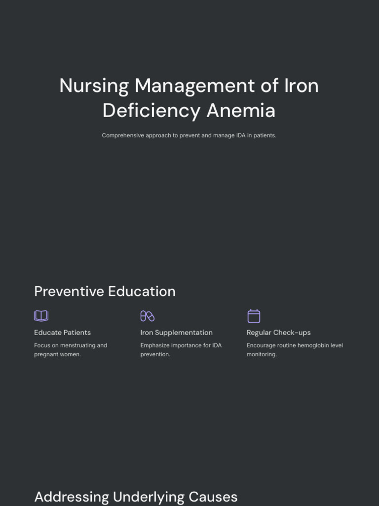 Nursing Management of Iron Deficiency Anemia | PDF