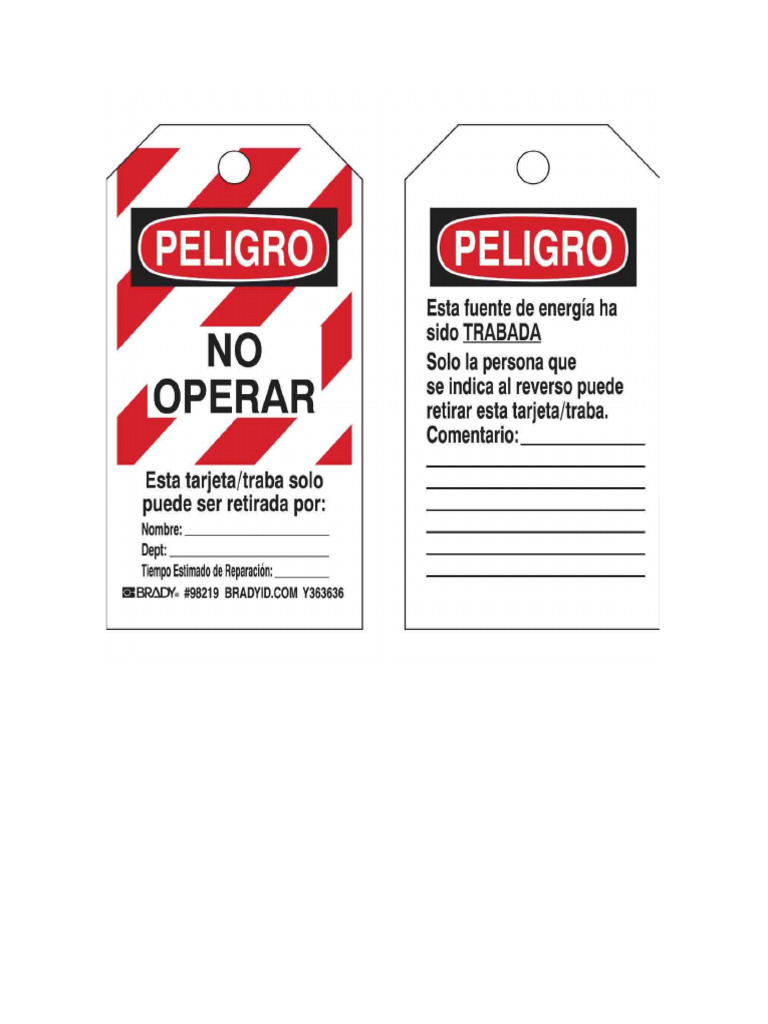 Tarjeta Lock Out | PDF