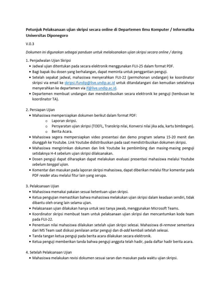 Petunjuk Pelaksanaan Ujian Skrpsi Secara Online v3 | PDF | Komputer ...