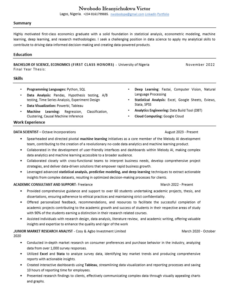 Nwobodo Ifeanyichukwu Victor Data Analytics | PDF | Data Science ...