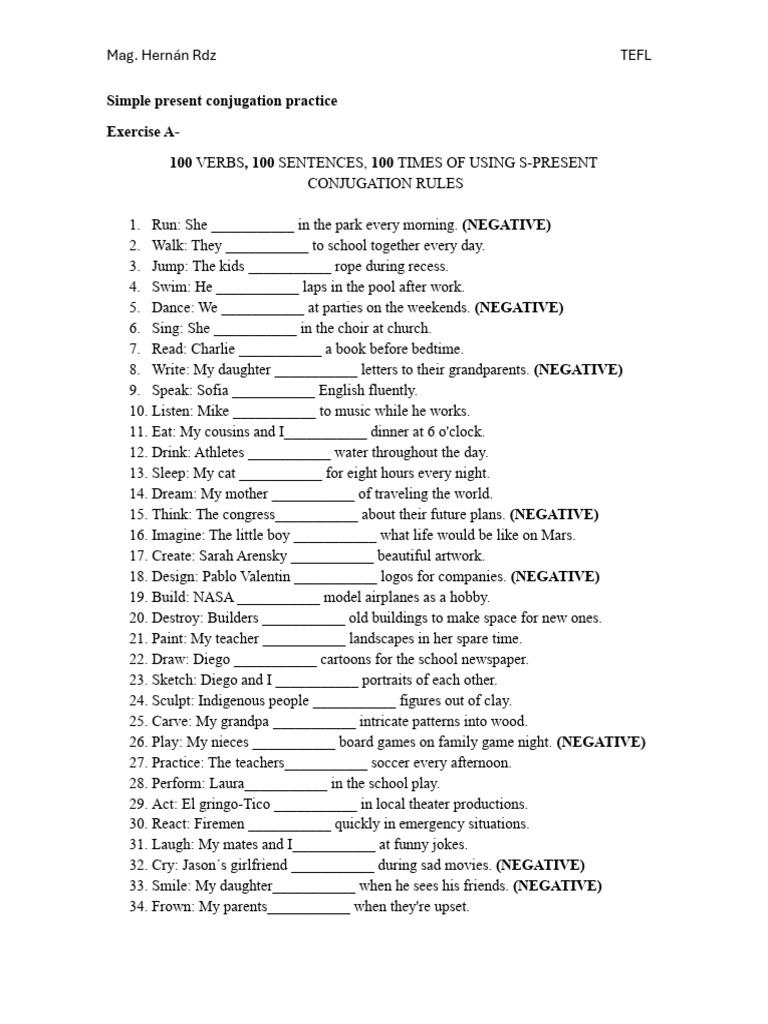 Simple Present Conjugation Exercises | PDF | Oceans | Phytoplankton