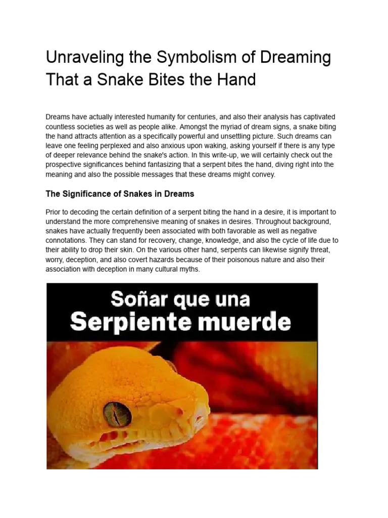 Dreaming of Snake Biting Hand | PDF | Dream | Snake