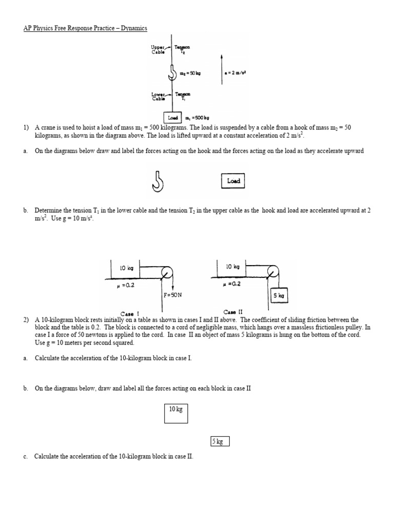 Dynamics FR Practice Problems | PDF | Force | Slope