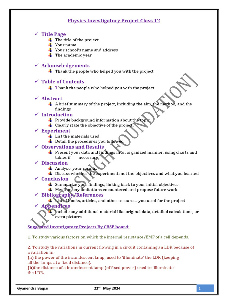 Physics Investigatory Project Class 12 | PDF | Inductor | Inductance