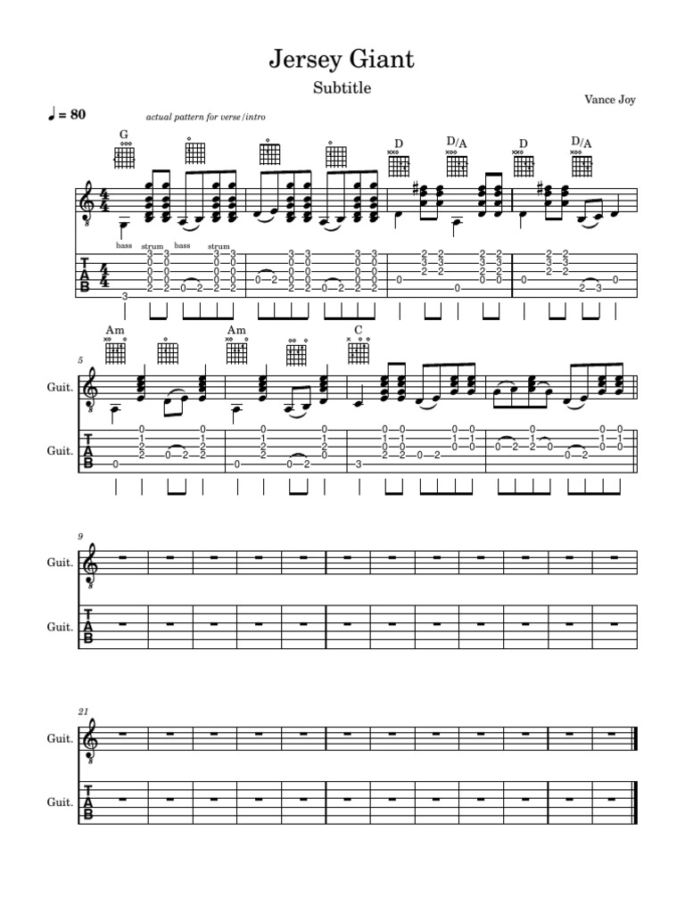 Jersey Giant Guitar Strumming Example From Intro | PDF